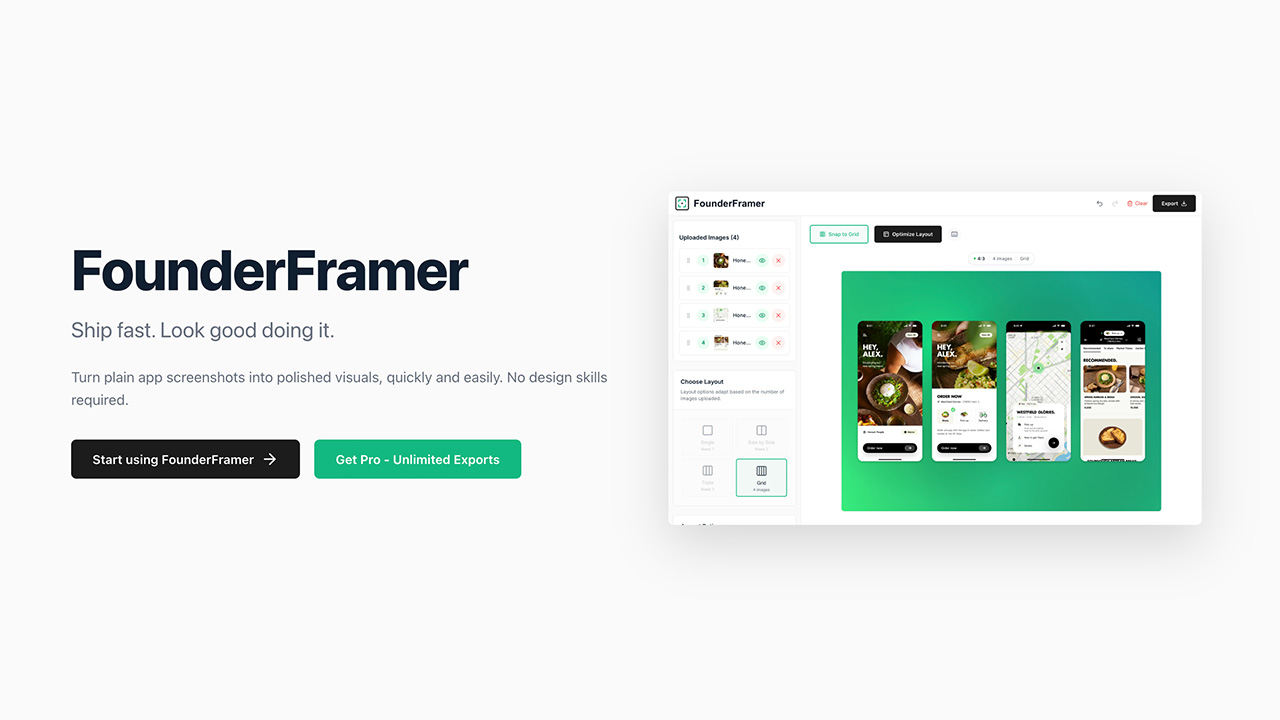 FounderFramer - Ship fast. Look good doing it.